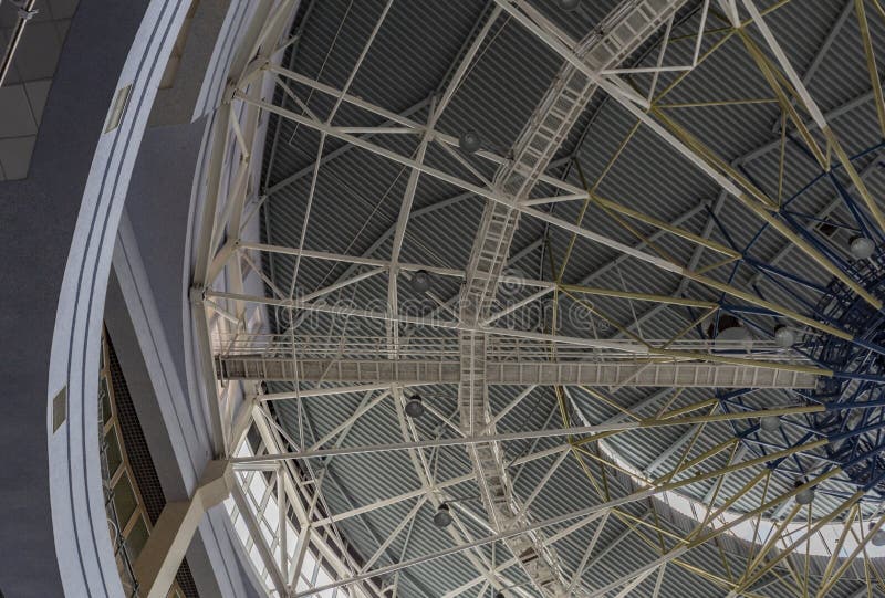 Metal Net Design of Ceiling in Big Modern Interior Stock Photo - Image ...