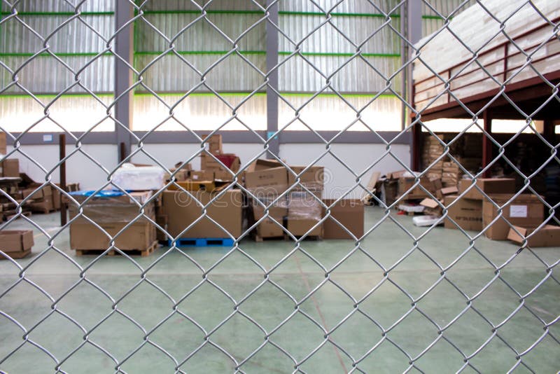 The Steel Mesh Used Protect Inside Warehouse Stock Photo - Image of ...