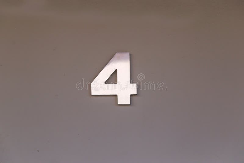 `4` Metal Number with Copy Space and Gray Tone - Four Stock Image ...