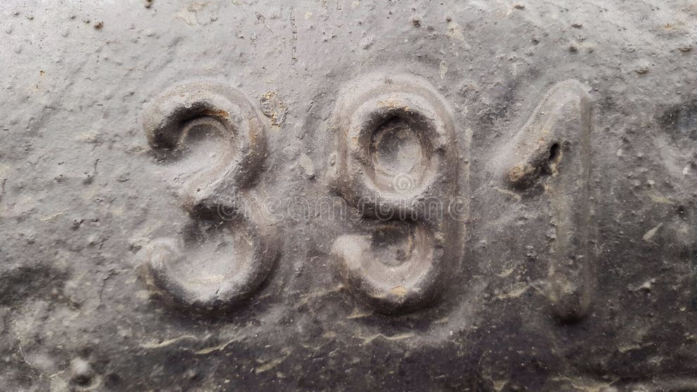 Metal Number 391. Texture of Rusty Metal in the Form of Figures 391 ...