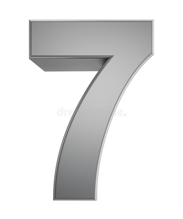 Metal Numbers 7 Isolated on White Background, 3d Rendering Stock ...