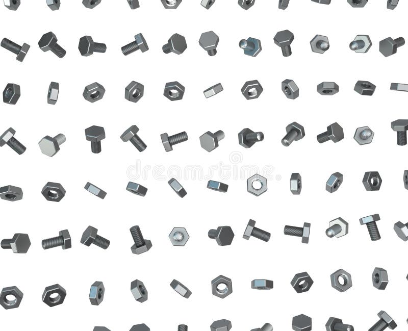 Metal Nut and Bolt Lines stock illustration. Illustration of bunch ...