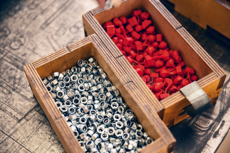 Metal Nut with Metric Thread in Wooden Box Stock Photo - Image of ...