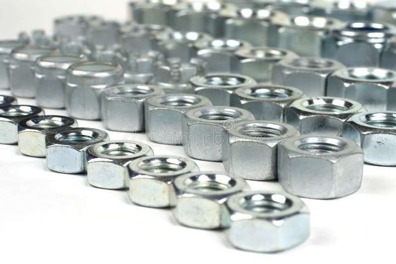 Metal Nuts and Bolts of Different Diameters and Purposes Stock Photo ...