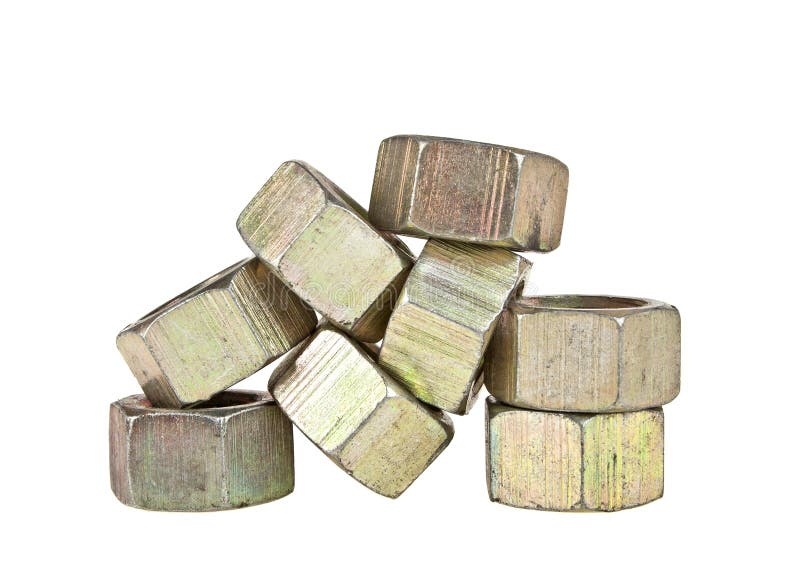 Metal Nuts of Different Sizes Isolated on White Background Stock Image ...