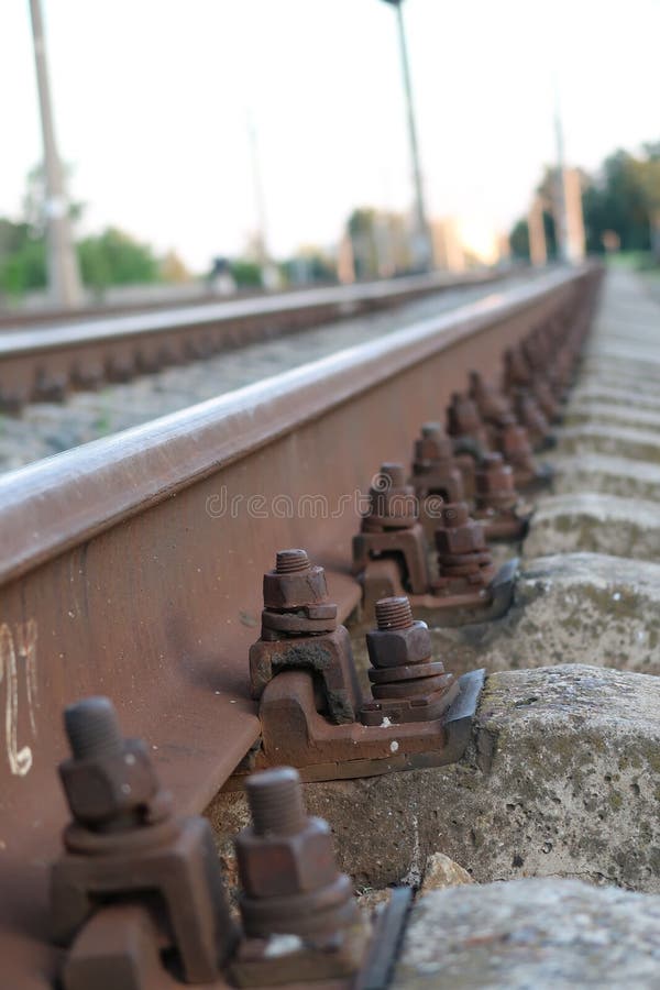 Metal Nuts and Screws on the Rail Stock Photo - Image of rusty ...