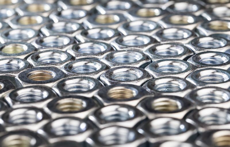 Metal Nuts for Use in Installation Stock Photo - Image of construction ...