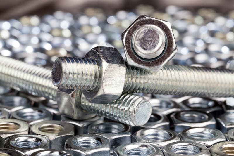 Metal Nuts for Use in Installation Stock Photo - Image of iron ...