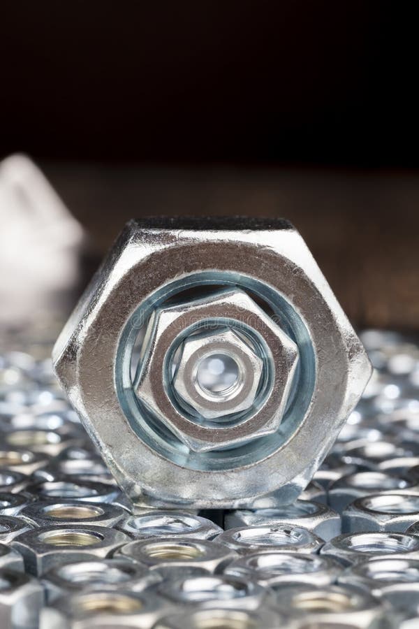 Metal Nuts for Use in Installation Stock Photo - Image of equipment ...