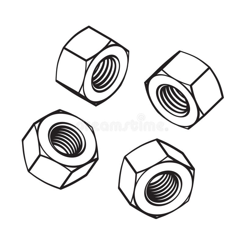 Metal Nuts. Vector Set. Isometric Icons. Stock Vector - Illustration of ...