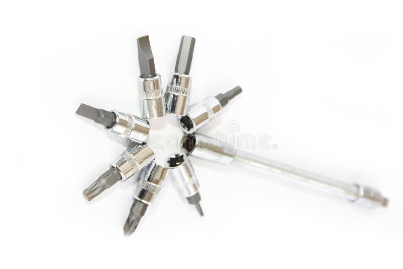 Metal Old Rusty Screwdriver and Nozzles for Repair and Installation ...