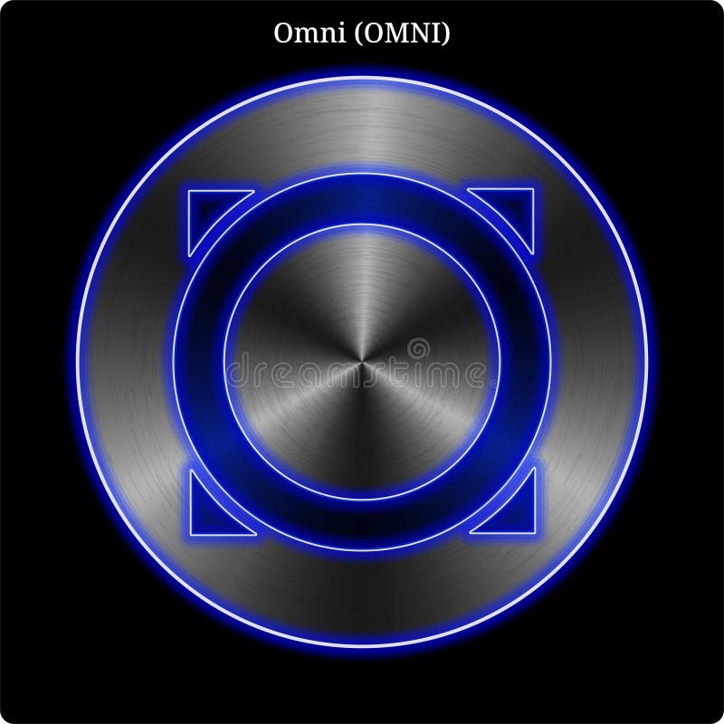 Metal Omni OMNI Coin Witn Blue Neon Glow. Stock Vector - Illustration ...