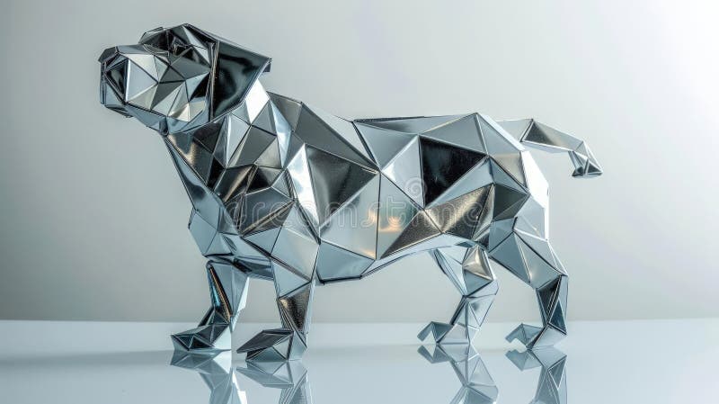A Metal Origami Dog Intricately Folded with Sharp Stock Illustration ...