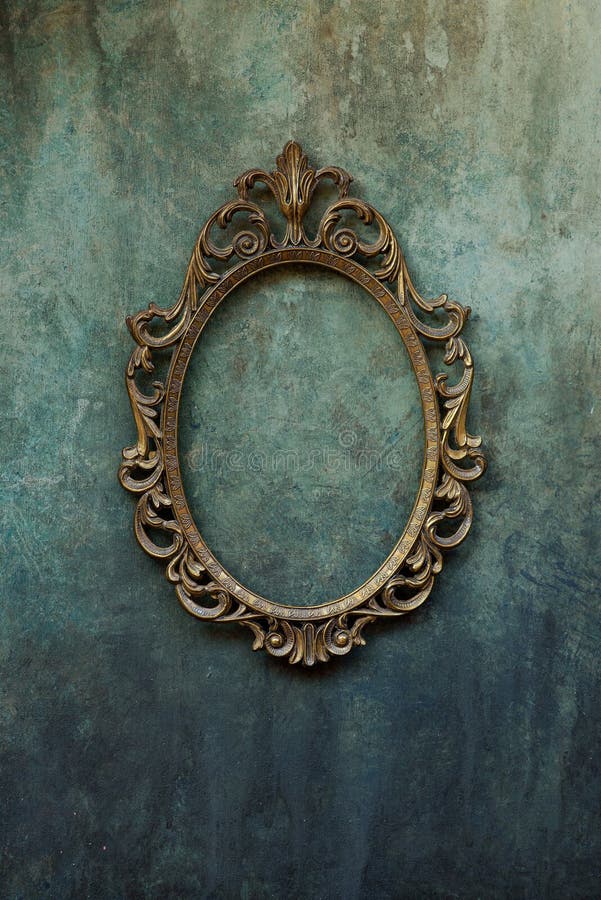 Metal oval frame on a wall stock photo. Image of border - 158338938