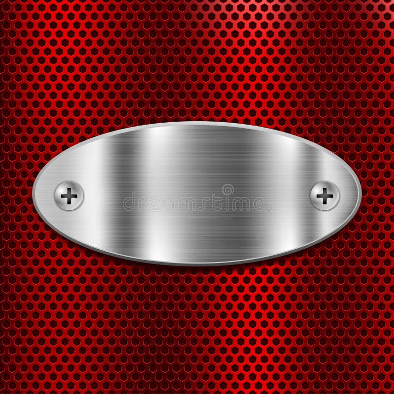 Metal Oval Shield on Red Perforated Background Stock Vector ...