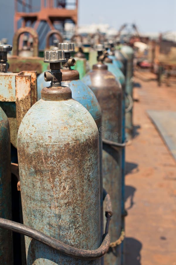 Oxygen and Gas Cylinders stock image. Image of compressed - 24287241