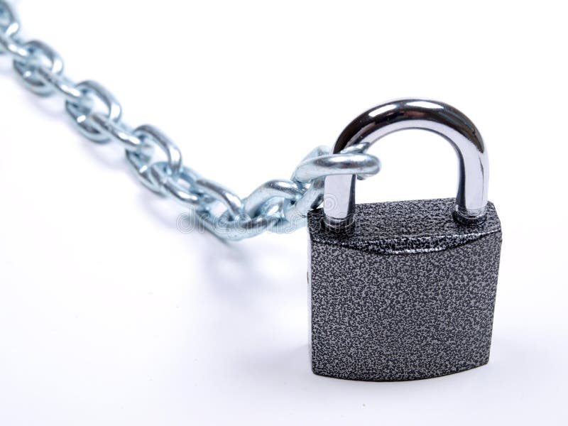 Metal padlock and chains stock photo. Image of closing - 21642318