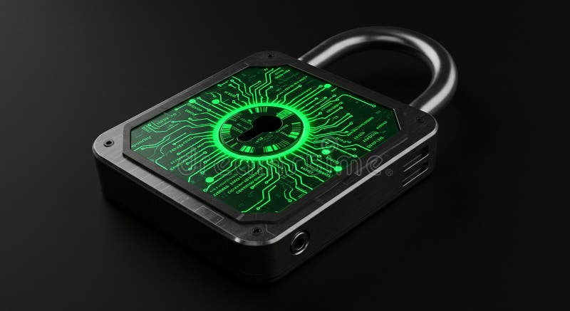 A Metal Padlock with a Futuristic Design, Featuring a Digital Faceplate ...