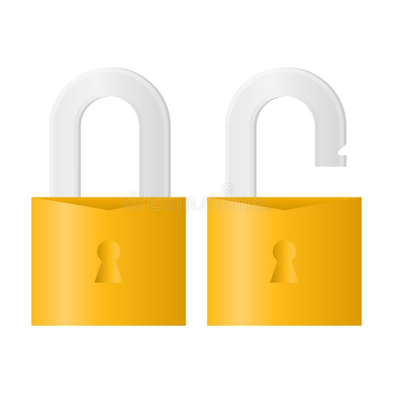 Metal Padlock Locked and Open Vector Stock Illustration - Illustration ...