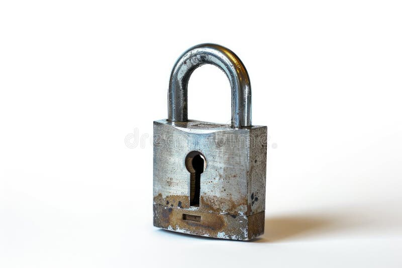 A Metal Padlock on a Plain White Surface. Suitable for Security ...