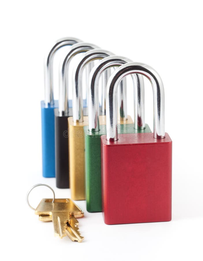 Metal Padlocks on White Background Stock Image - Image of real ...