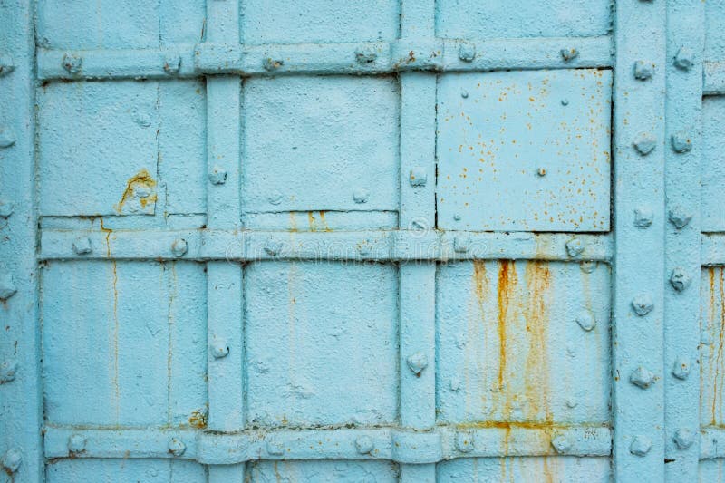 Metal Painted Blue Fence with Rust. Grunge, Retro Style Stock Image ...