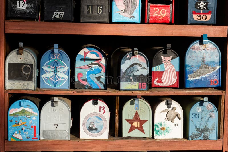 Metal Painted Mail Boxes stock photo. Image of send - 316818616