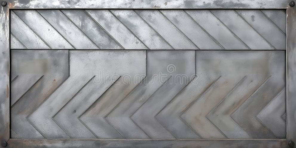 A Metal Panel with a Geometric Pattern of Arrows and a Rectangular ...