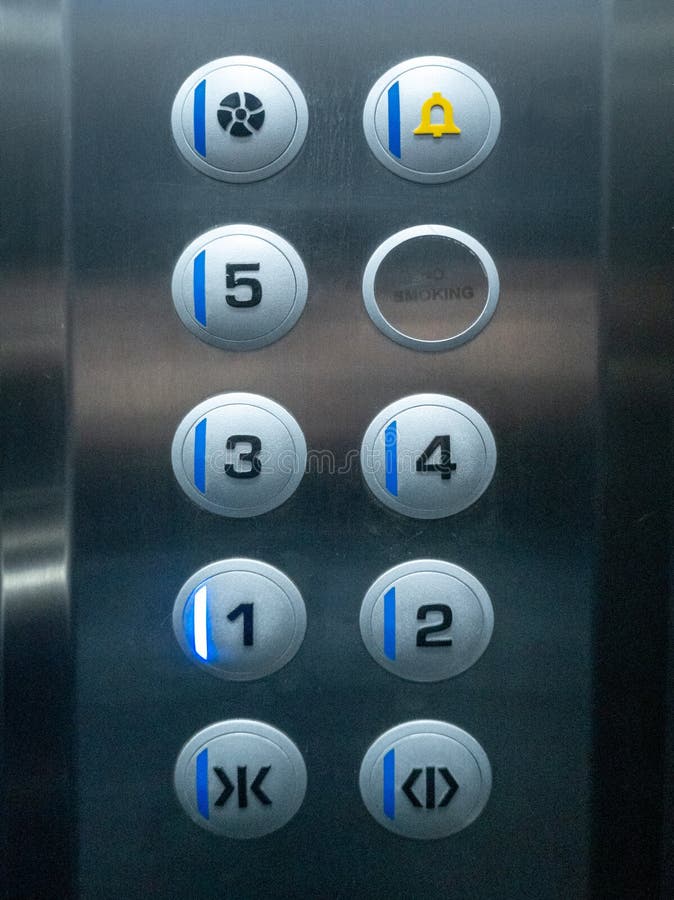 Metal Panel of a Modern Elevator. Inside the Elevator Illuminated ...