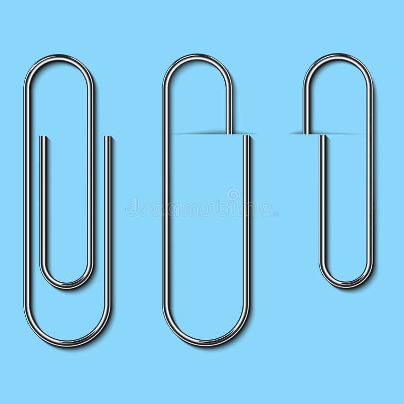 Metal Paper Clips Isolated and Attached To Paper Stock Vector ...
