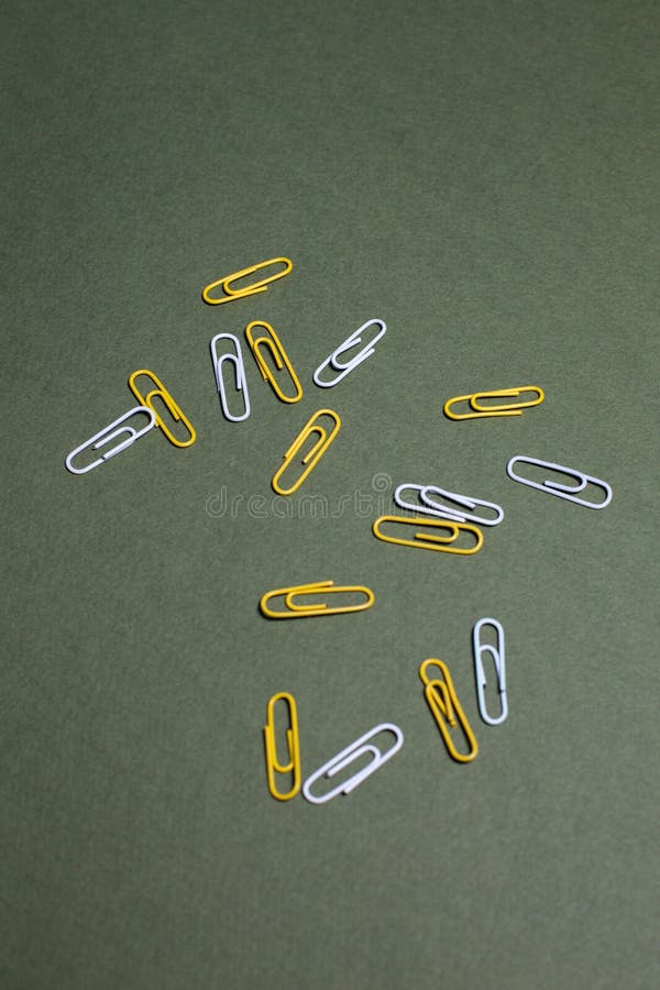 Metal Paper Clips on a Plain Background Stock Image - Image of green ...