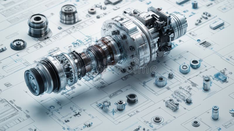 A Metal Part Lying on an Engineering Drawing . Engineering Drawing ...