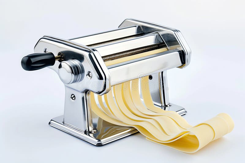Metal Pasta Maker with Dough on Table Stock Illustration - Illustration ...