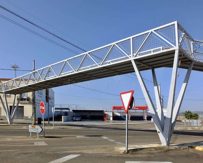 Metal Pedestrian Bridge for Safe Road Crossing Stock Photo - Image of ...