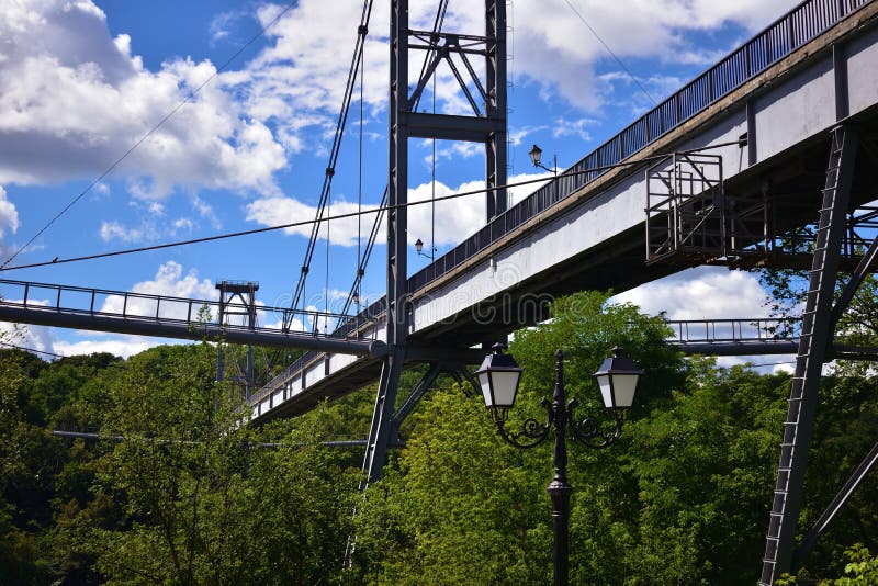 Suspended Footbridge, in the Park Stock Photo - Image of park ...