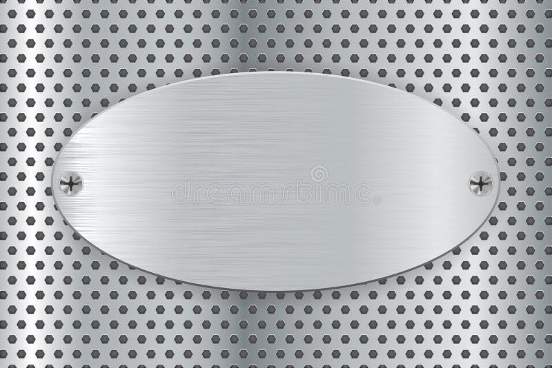 Oval Brushed Metal Plate on Perforated Texture Stock Vector ...