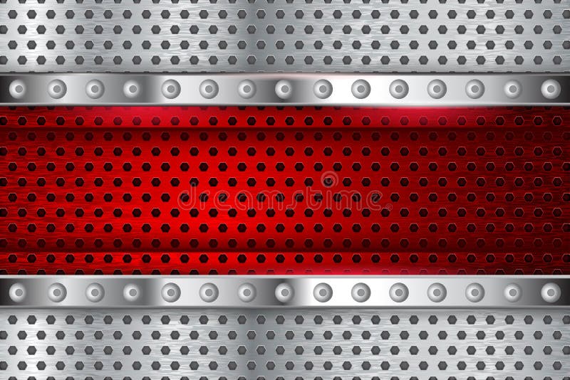 Metal Perforated Texture with Red Element Stock Vector - Illustration ...