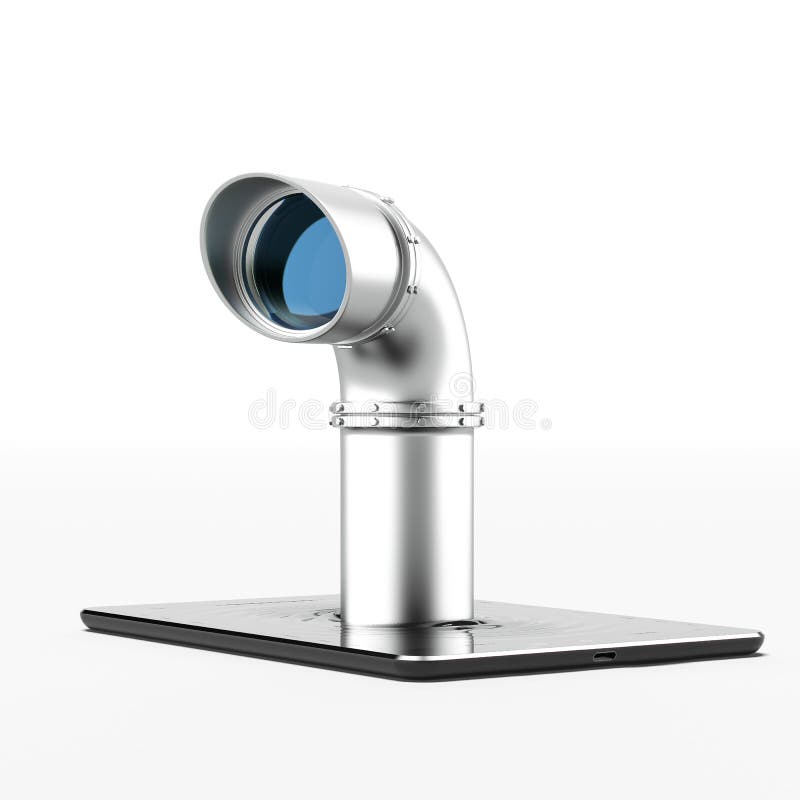 Metal Periscope From Tablet Pc Stock Photo - Image of attack, defend ...