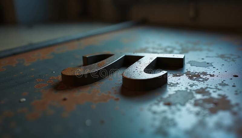 Metal Pi Symbol on Rusty Metal Surface, Industrial Design Background ...