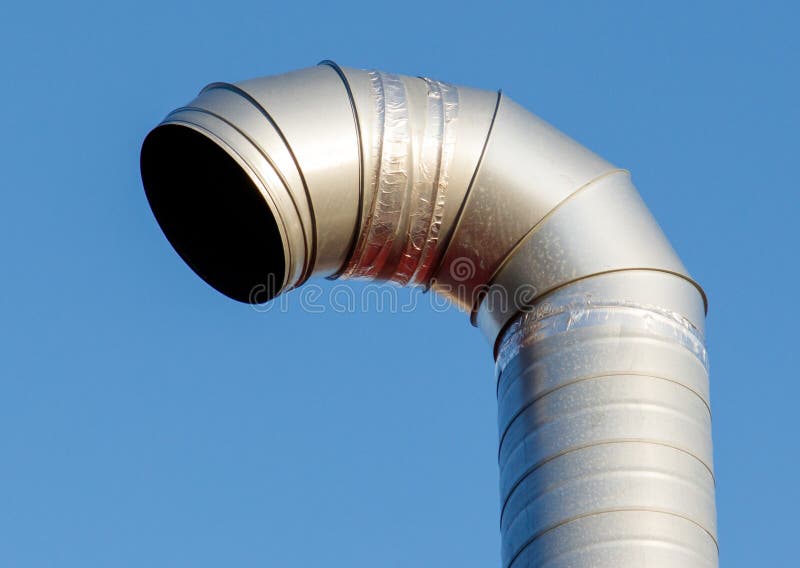 A Metal Pipe with a Black Cap on Top Stock Photo - Image of blue, duct ...