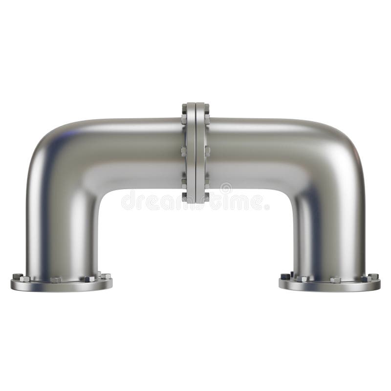 Metal Pipe with Industrial Elements Isolated on White Background Stock ...