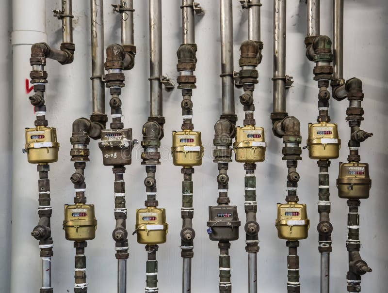 Gas Pipe and Gas Meter in the Apartment in a Kitchen, Home Gas ...