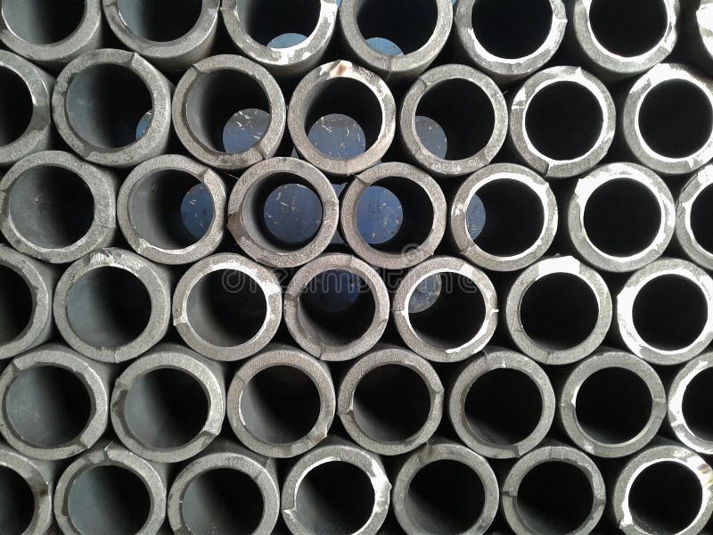 Metal Pipe Pile Background. Stock Image - Image of profile, metallic ...