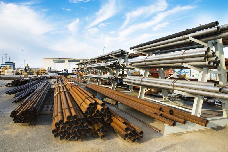Metal pipe on warehouse stock image. Image of durable - 25533519