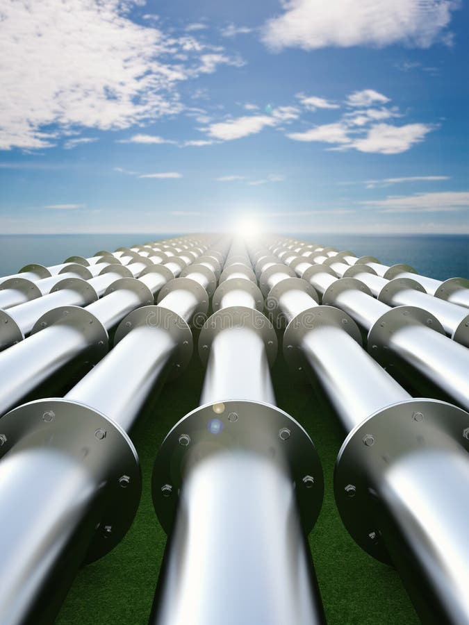 Metal Pipeline with Blue Sea Stock Illustration - Illustration of ...