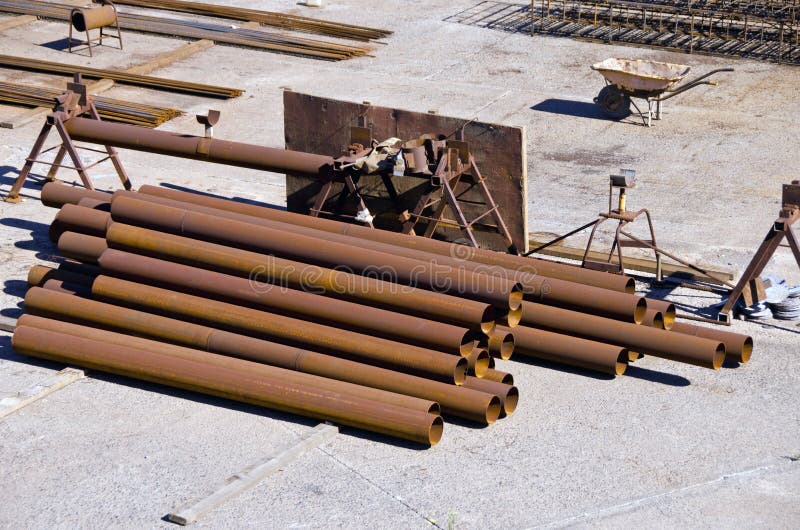 Metal Pipes in Building Area Stock Image - Image of equipment, aged ...