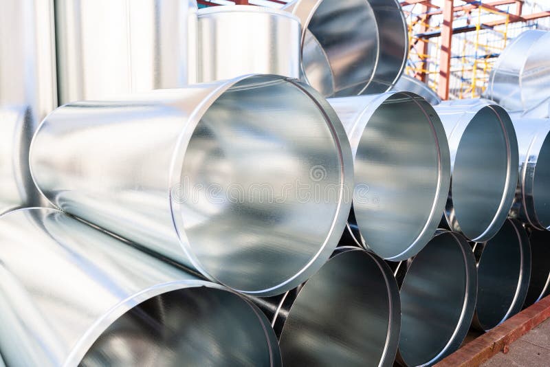 Metal Pipes on Construction Site Stock Image - Image of shape ...