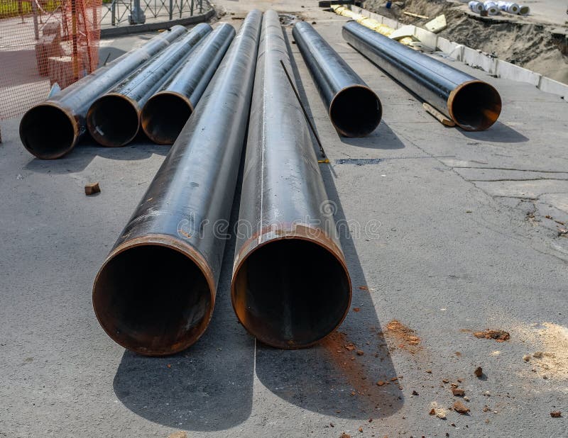 Metal Pipes. Construction Work on the Modernization of the System of ...