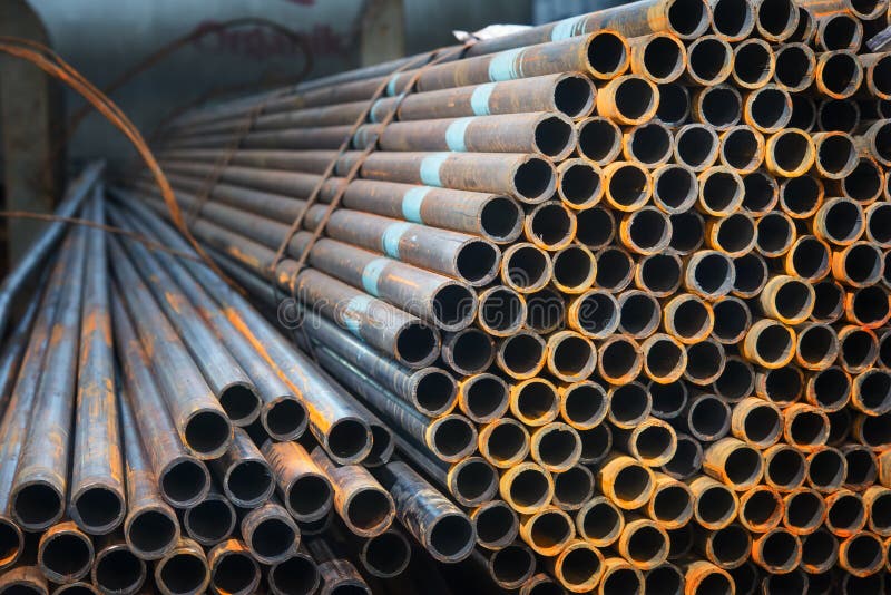 Metal Pipes at a Factory Warehouse Stock Image - Image of fabrication ...