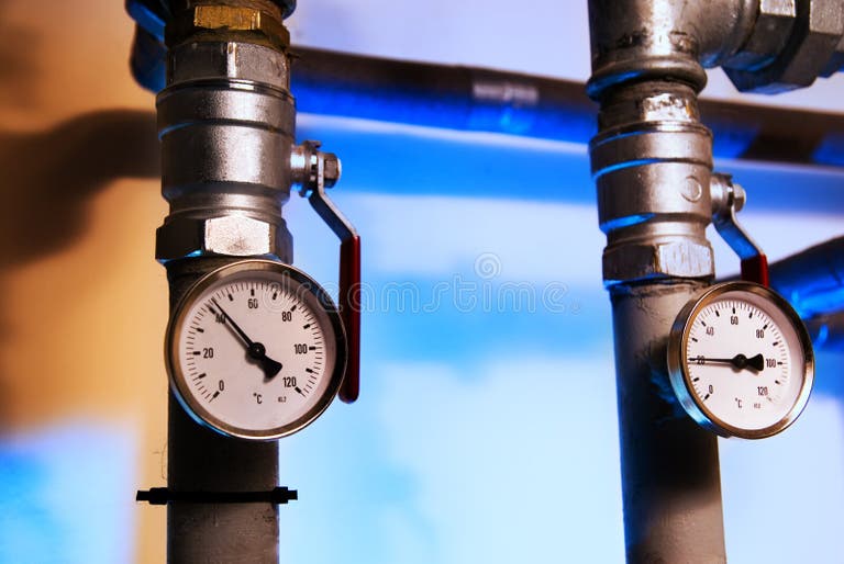 Metal Pipes with Indicators Stock Photo - Image of energy, indicator ...